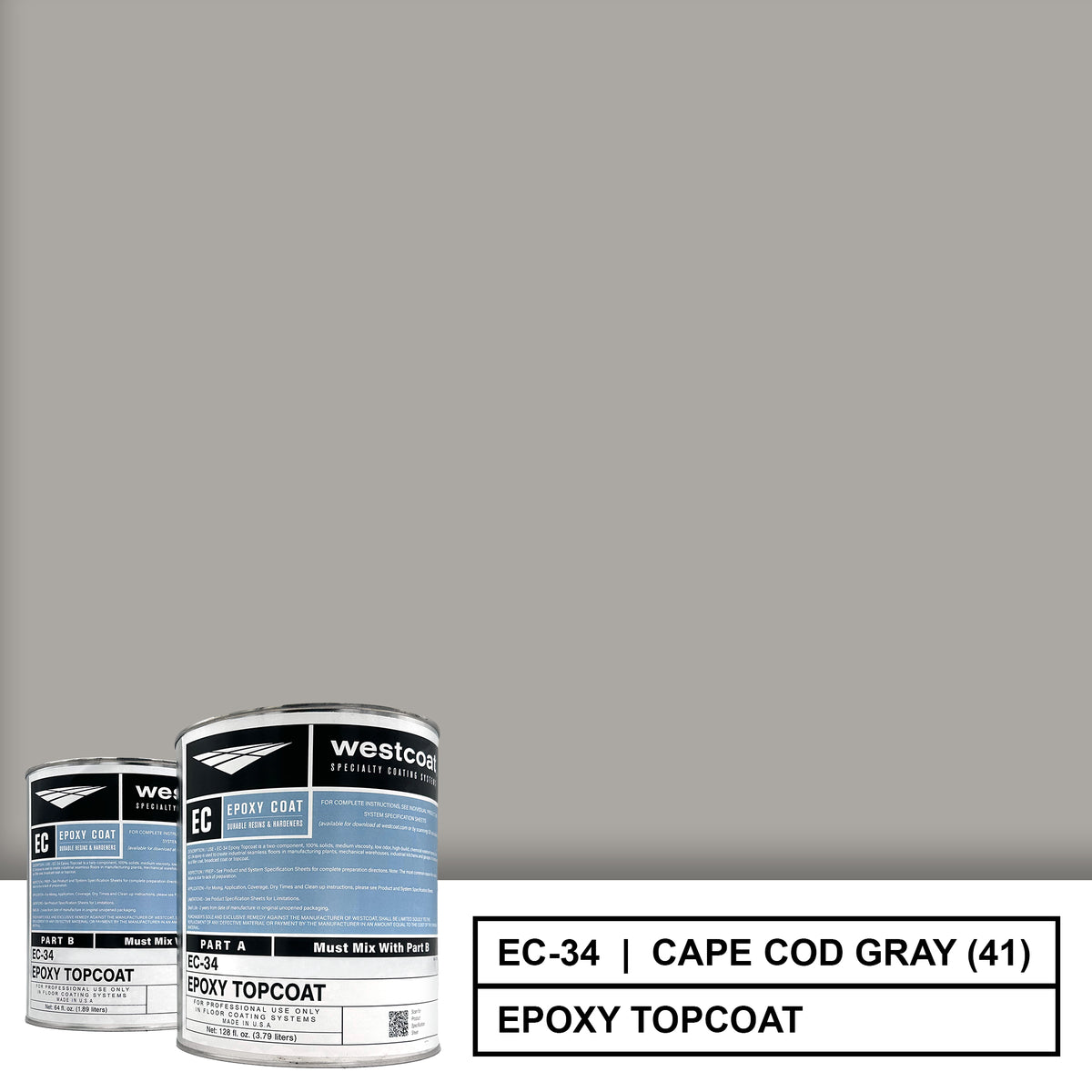 Westcoat EC-34 100% Solids Pigmented Epoxy Topcoat | 1.5 Gallon Kit ...