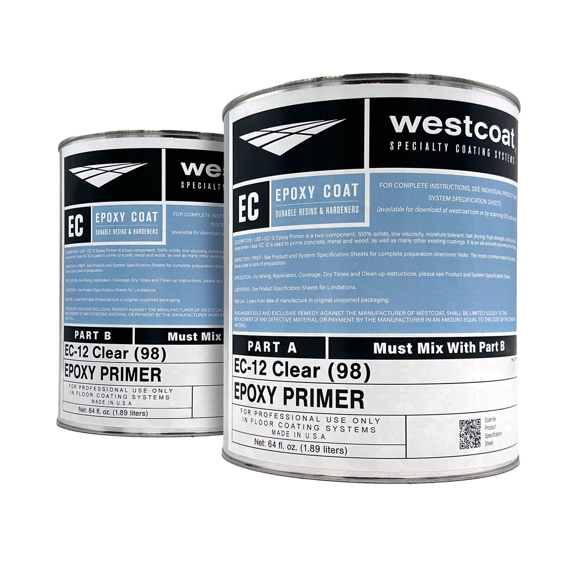 Westcoat EC-12 100% Solids CLEAR Epoxy Primer | 1.5 Gallon Kit ...