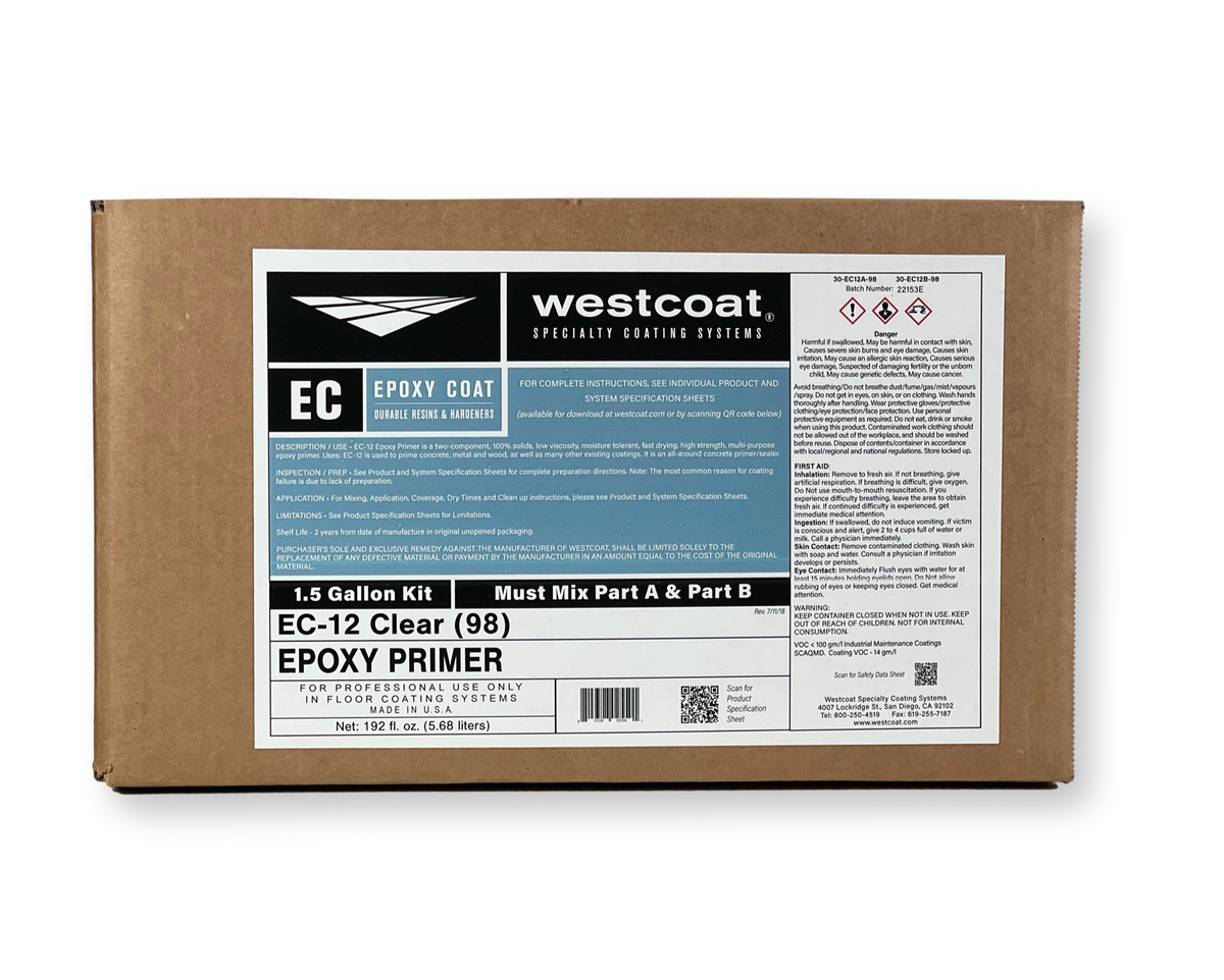 Westcoat EC-12 100% Solids CLEAR Epoxy Primer - 1.5 Gallon Kit ...
